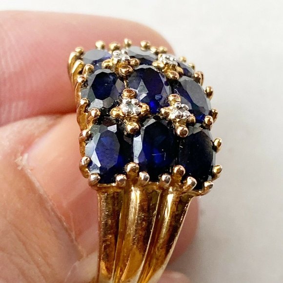 Paj | Jewelry | Paj Sapphire Diamond Ring 925 Gold Overlay Lab Created ...